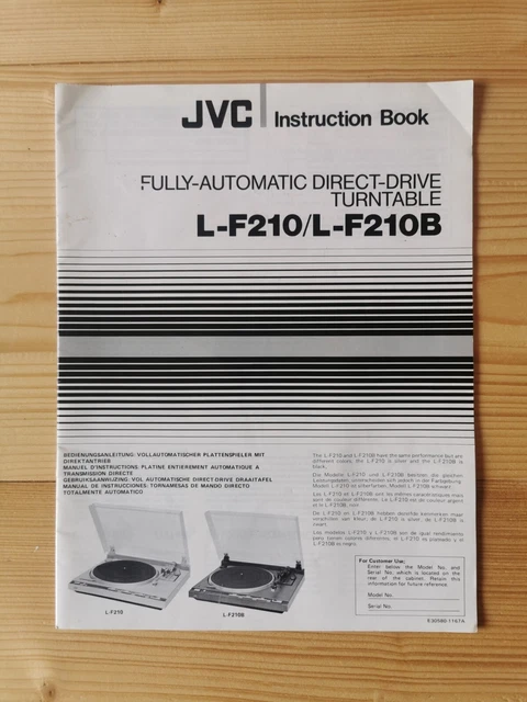 JVC L-F210 MANUAL Instructions Fully Automatic Turntable Record Deck £9 ...