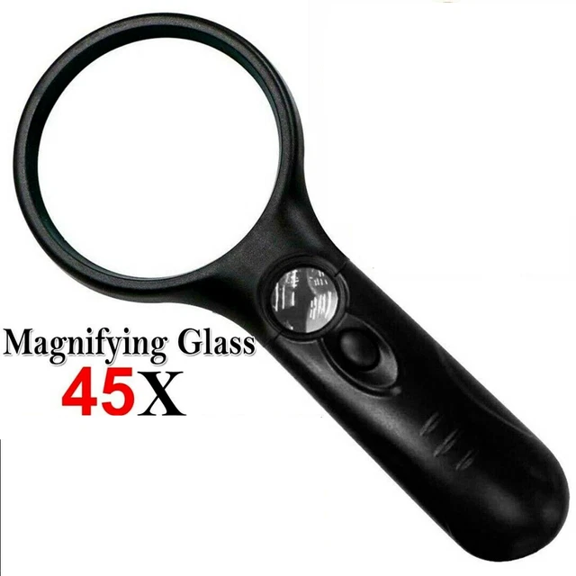 Magnifying Glass 45x Handheld Magnifier Reading Jewelry Loupe With 3 Led Light 889 Picclick Au