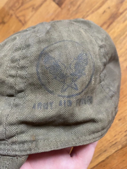 VINTAGE A-3 MECHANIC'S Cap WW2 Hat 7 Army Air Force USAAF WWII HBT A3 ...