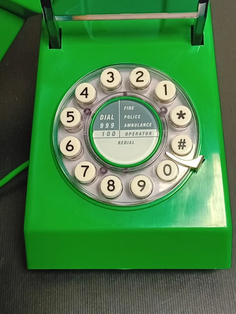 TRIM PHONE RETRO 70s Style Rotary Vintage Green Push Button Dial ...