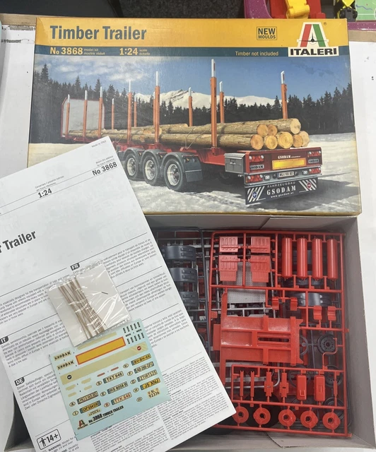 ITALERI TIMBER TRAILER/LOGGER Trailer 1/24 Truck Kit 3868 Opened (IN2a ...