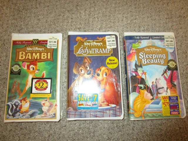 NASTRI VHS WALT Disney - Bambi-Sleeping Beauty-Lady And The Vampga ...