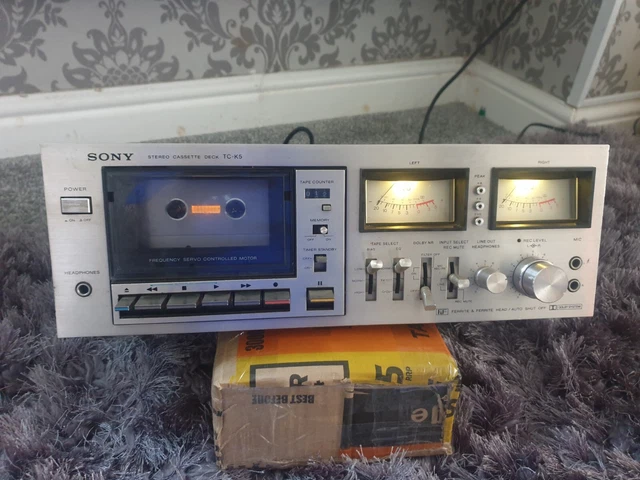 VINTAGE SONY TC-K5 Stereo Cassette Deck Argento Dolby VU Solo Potenza ...