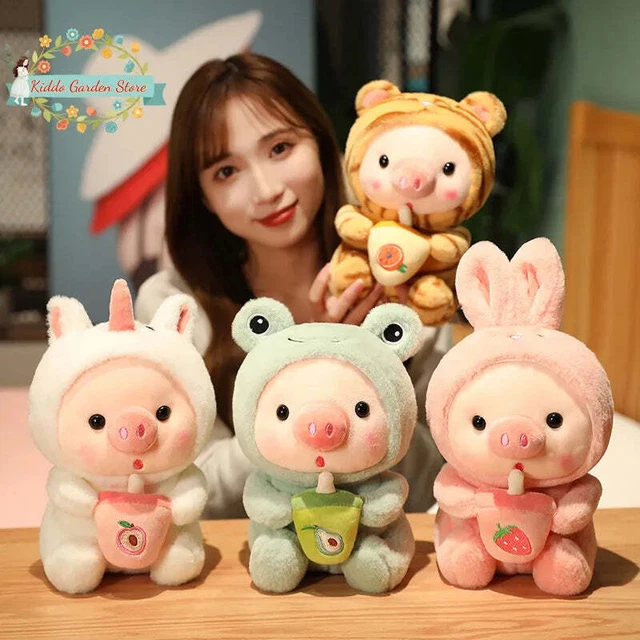 KAWAII BOBA PIGGY Plush Pillow Bubble Tea Frog Stuffed Animals Tigger ...