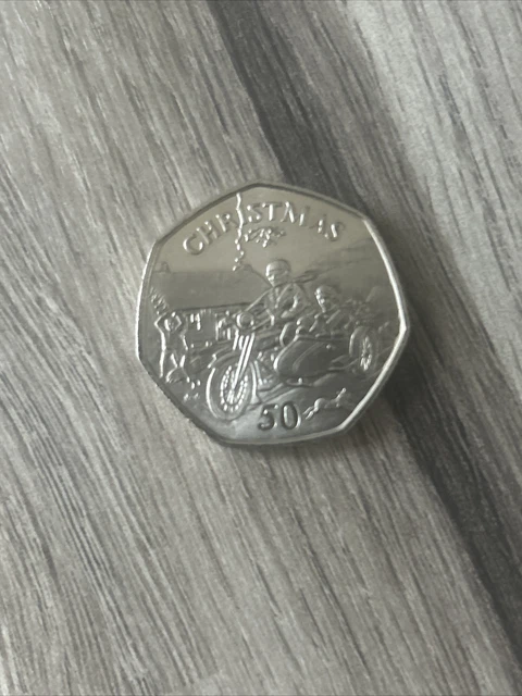1988 ISLE OF MAN Manx 50p coin ** AA Die ** -{ Christmas Xmas }- £15.00 ...