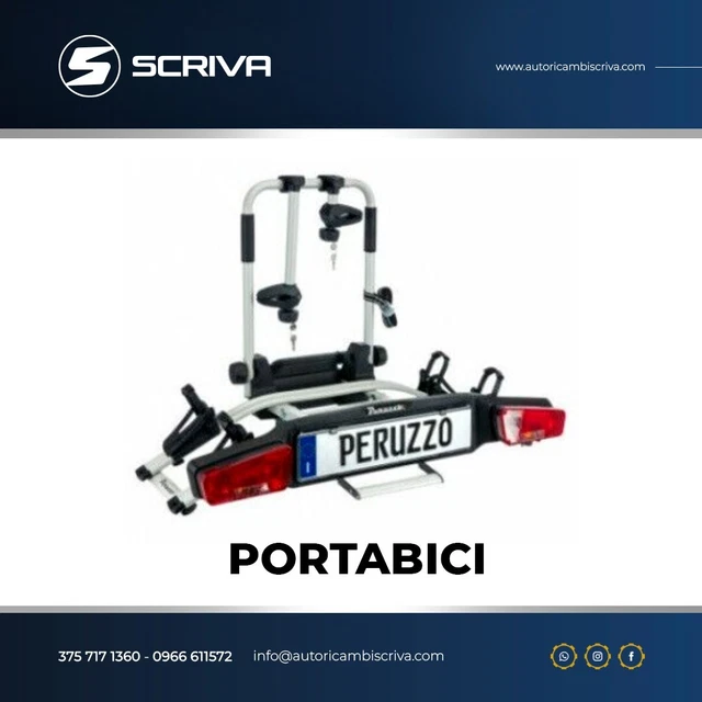 PORTABICI DA GANCIO Traino Peruzzo Zephyr 2 Bici Per E-Bike Portata 60 ...