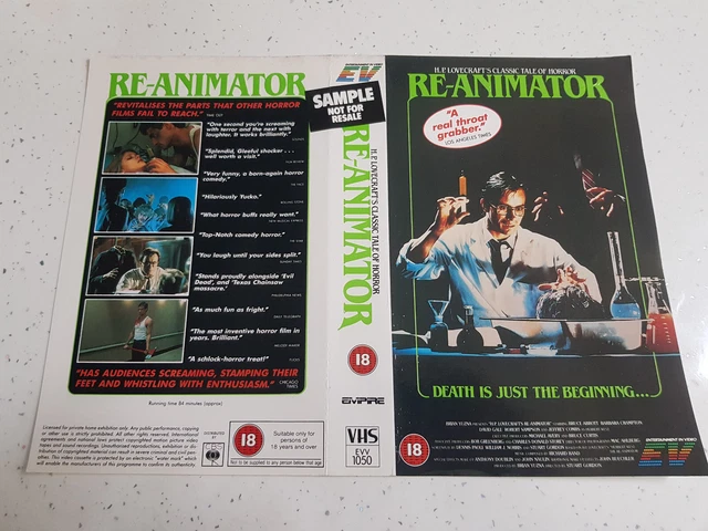 RE-ANIMATOR - Sample VHS Video Sleeve - Large Box - No Tape £14.99 ...