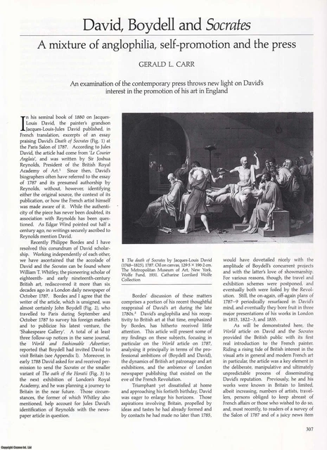JACQUES-LOUIS DAVID, BOYDELL And Socrates. A Mixture Of Anglophilia ...