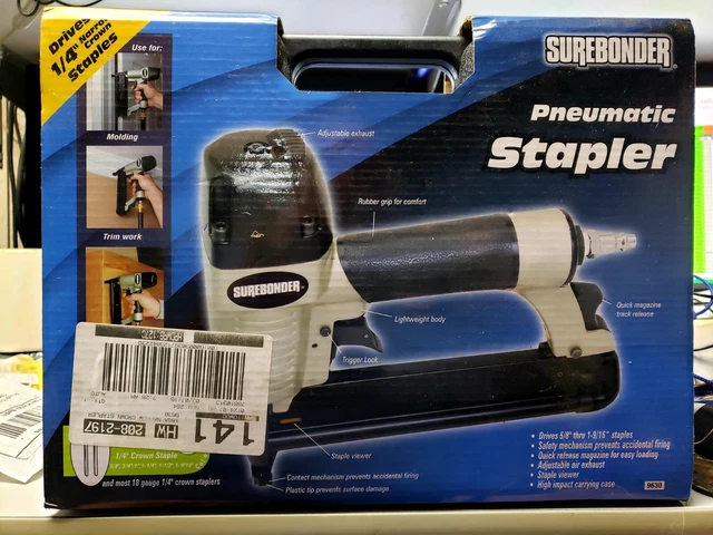 SUREBONDER PNEUMATIC STAPLER Drives 1/4" Crown 5/8" Thru 1-9/16 ...