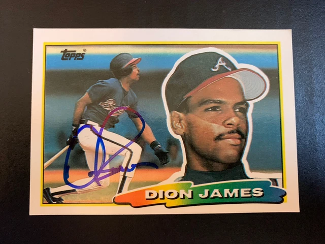 AUTOGRAPHE DION JAMES signé 1988 Topps grande carte #220 Atlanta Braves ...