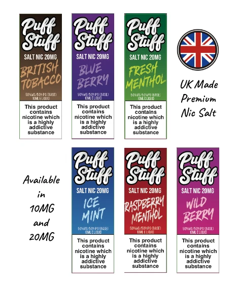 PUFF STUFF NIC Salt | 10MG/20MG | 5X 10ML Premium 50/50 E-Liquid | 5 ...