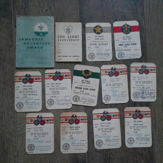 VINTAGE 1950S BOY Scouts Award Score Card Merit Badge Certificate Cards ...
