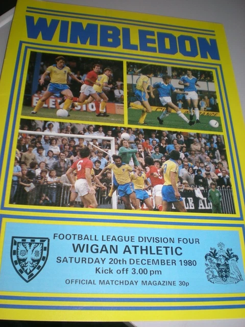 WIMBLEDON V WIGAN ATHLETIC, 20th DEC 1980, MINT CONDITION, NO WRITING ...