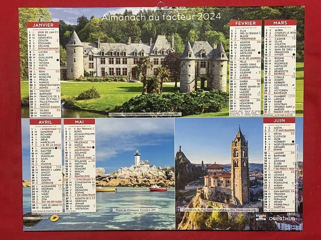 CALENDRIER ALMANACH LA Poste 2024 Chateau de Nacqueville, Val, Monte ...
