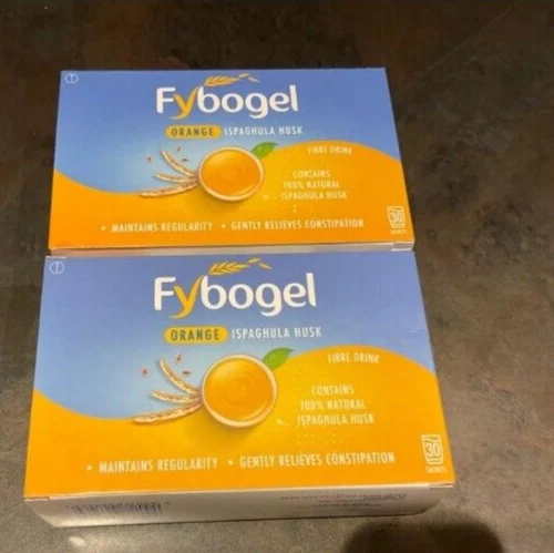 2 BOXES OF 30 Sachets of Fybogel Orange, Ispaghula Husk, 60 Satchets Ex ...