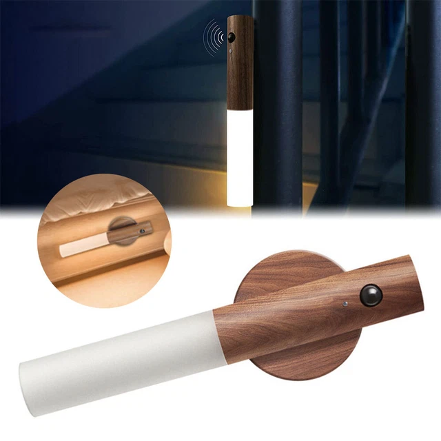 WOODEN MOTION SENSOR Wireless Magnetic Smart Baton LED Lights Bases USB ...