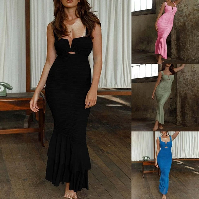 ROBE MAXI ROSE sans manches creuse femme l gante f te d' t EUR 43,54 - PicClick FR