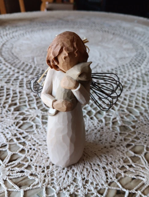 WILLOW TREE DEMDACO "With Affection" Angel Figurine with Gray Cat 2003 ...