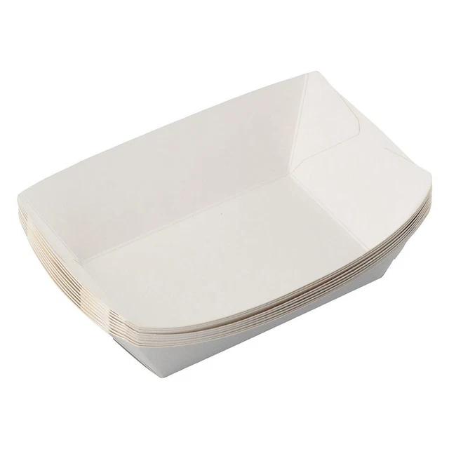 100PCS PAPER FAST Food Paperboard White Concession Tray Take Out $44.53 ...