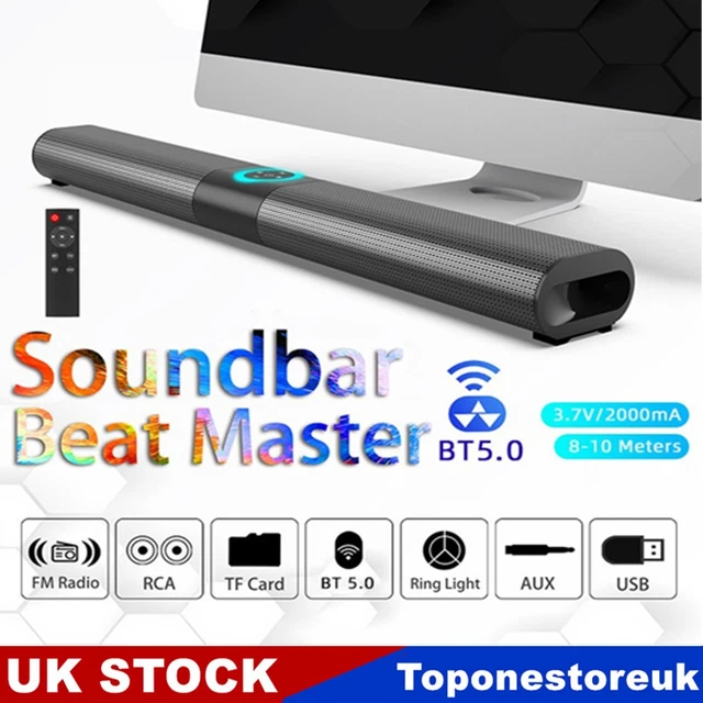 WIRELES BLUETOOTH RGB TV Home Theater Sound Bar Speaker HiFi Subwoofer ...