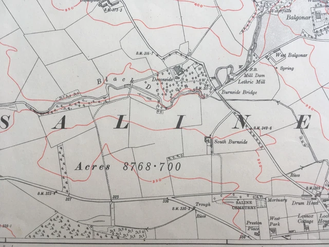 1920 TOPO MAP of Saline area. Quarter Sheet Fife & Kinross XXXIII. NW £ ...