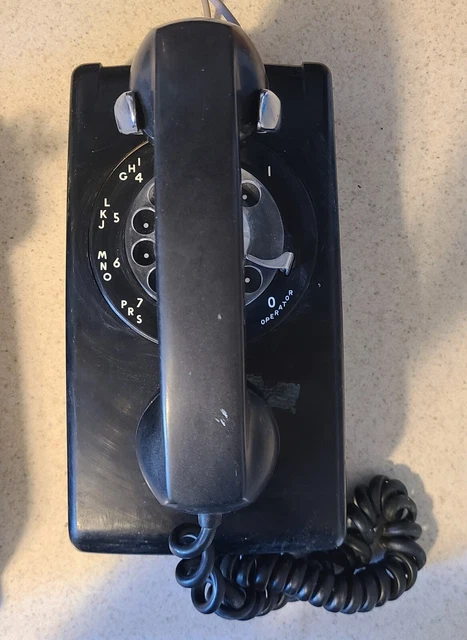 VINTAGE BELL WESTERN Electric Black Rotary Wall Phone Retro *UNTESTED ...