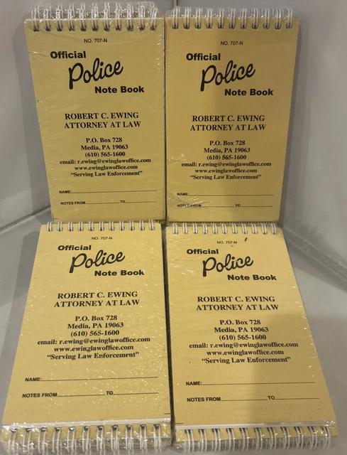 OFFICIAL POLICE NOTEBOOK #707-N Blank Pad 4 Packs of 5 (20) Sealed $59. ...