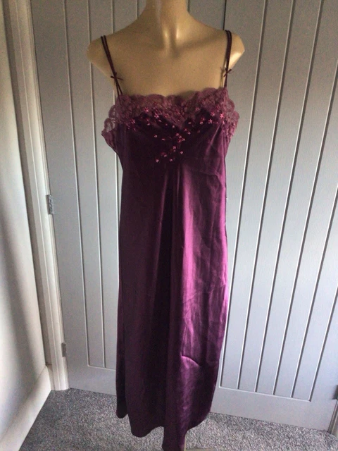 VINTAGE BHS LADIES Nylon Full Length Chemise Lingerie Petticoat UK 16 ...