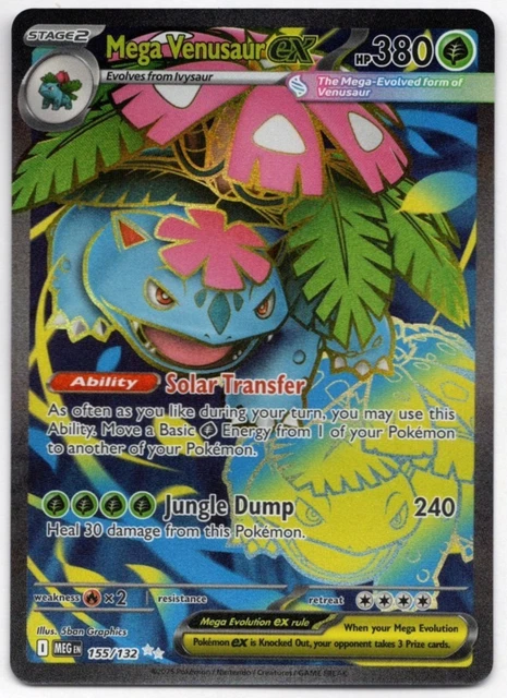 POKÉMON TCG MEGA Evolutions Mega Venusaur Ex Full Art Holo 155/132 $46. ...