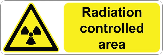 DANGER RADIATION CONTROLLED Area health& safety signs stickers 300 x ...