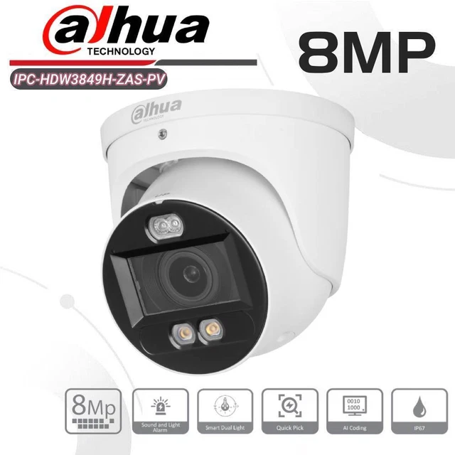 DAHUA IPC-HDW3849H-ZAS-PV 8MP WizSense Vari-focal IP Camera 2-Way Audio ...