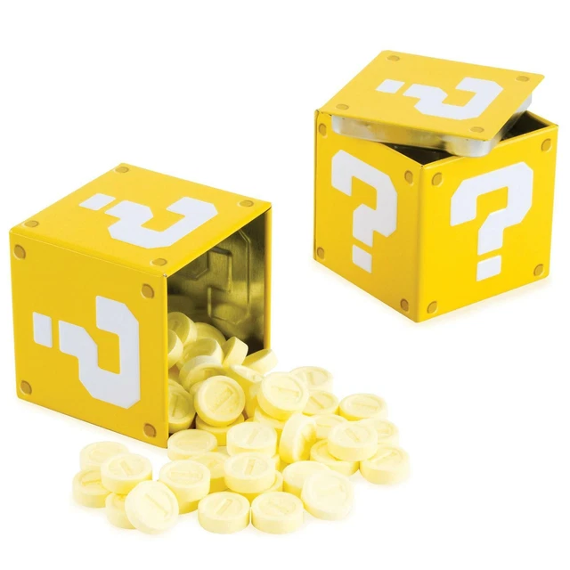NINTENDO SUPER MARIO Question Mark Box Coin Candies In Embossed Metal ...
