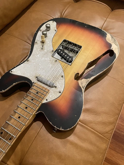 TELECASTER STYLE THINLINE Heavy Aged Relic Sunburst OUTLAW Country Tele ...