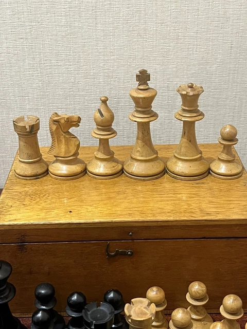ANTIQUE STAUNTON STYLE Chess Set With Box £75.00 - PicClick UK