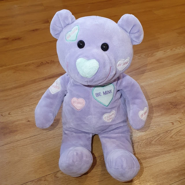 TESCO LOVE HEARTS Teddy Bear Candy Sweets Plush Soft Toy Lilac 2006 Be ...