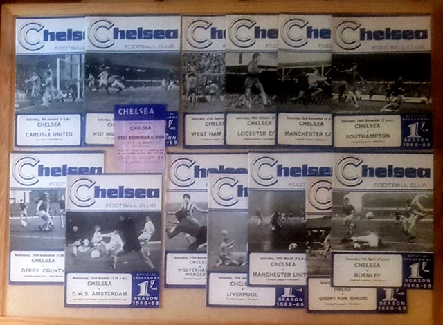 CHELSEA FOOTBALL PROGS 1968-1969. 13xSeason/League/Inter City/FA Cup ...