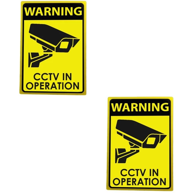2 COUNT ACRYLIC Monitoring Warning Signs Outdoor Security Stickers £19. ...