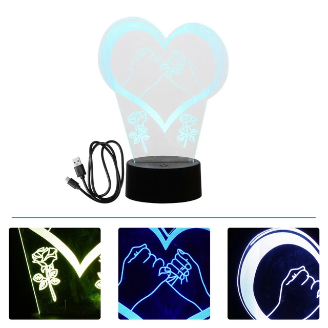 3D LOVE TABLE Lamp Bedside Lamps Touch Control Bedroom Shape £16.18 ...