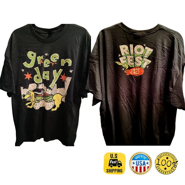 GREEN DAY TOUR Chicago, IL Riot Fest 2025 reprint T-Shirt £16.86 ...