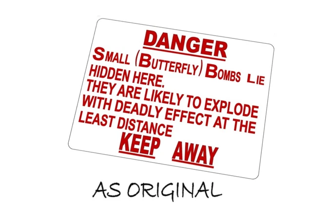 WW2 METAL SIGNS Butterfly Bomb Warning Metal Sign Vintage WW2 Bomb Sign ...