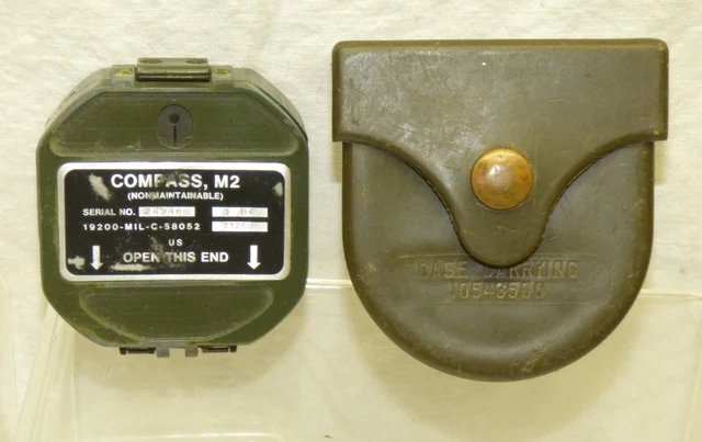 VINTAGE US ARMY Military Compass M2 w/ Carrying Case United States USA ...