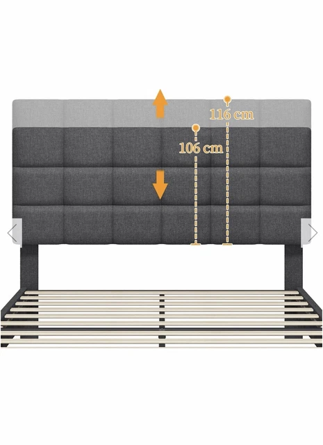 DOUBLE BED FRAME With Tufted Headboard Grey £104.70 - PicClick UK