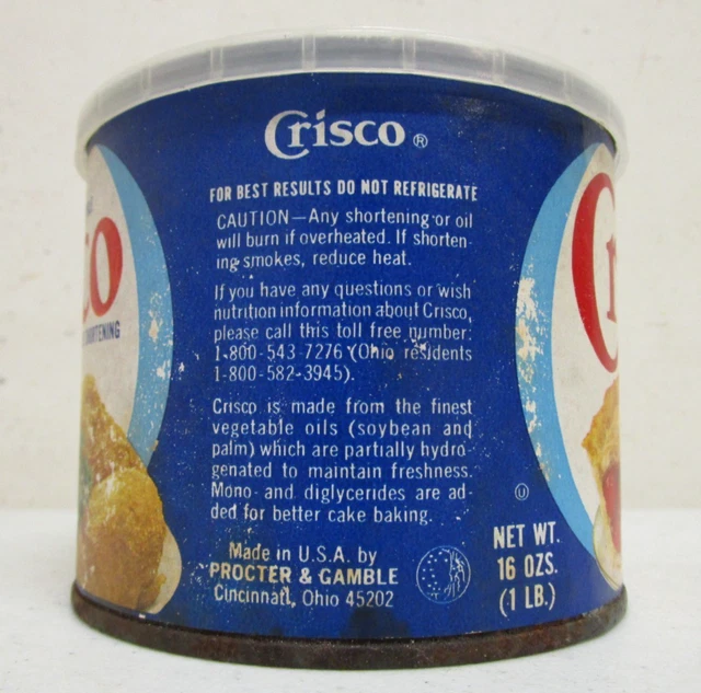 VINTAGE 1970'S NOS CRISCO VEGETABLE SHORTENING 1 LB CAN GROCERY STORE ...