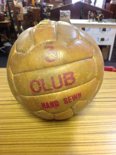 VINTAGE LEATHER FOOTBALL SOCCER BALL 18 PANELS ENGLAND No. 3 Hand Sewn ...