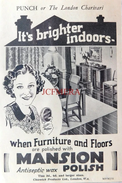 WARTIME 'MANSION' ANTISEPTIC Wax Polish Advert #6 : Original 1940 WW2 ...