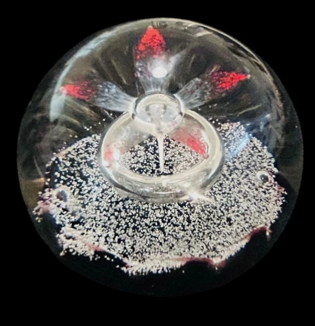 VTG 1979 CAITHNESS Scotland Snow Flower PAPERWEIGHT Blood Red 3*3.5 ...