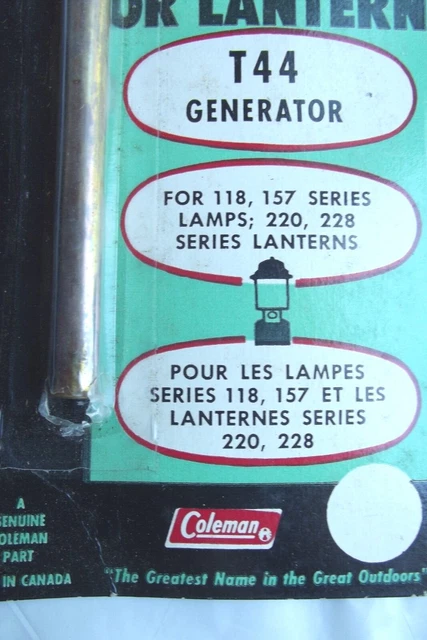 COLEMAN LAMP LANTERN T44 Generator New Old Stock On Card $39.99 ...