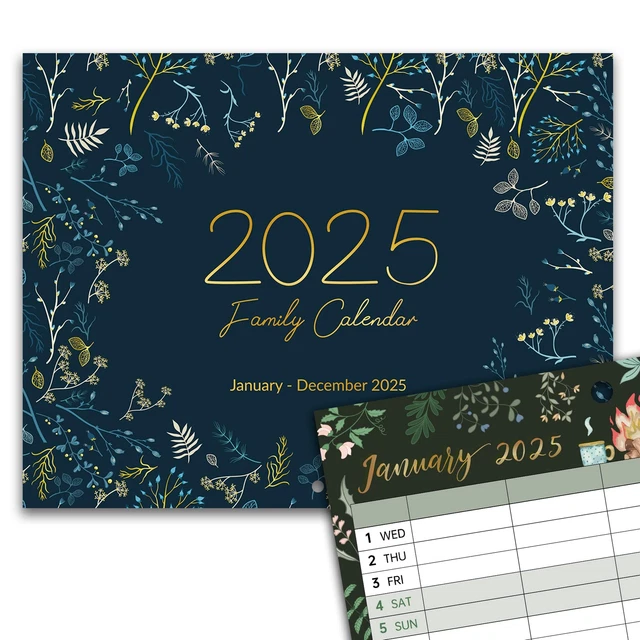 FAMILY CALENDAR 2025, A4 Planner 2025 with 5 Columns Jan 2025 Dec 2025 ...