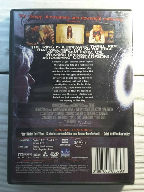 THE RING DVD Naomi Watts Horror Movie Remake - Region 4 - FAST NEXT DAY ...