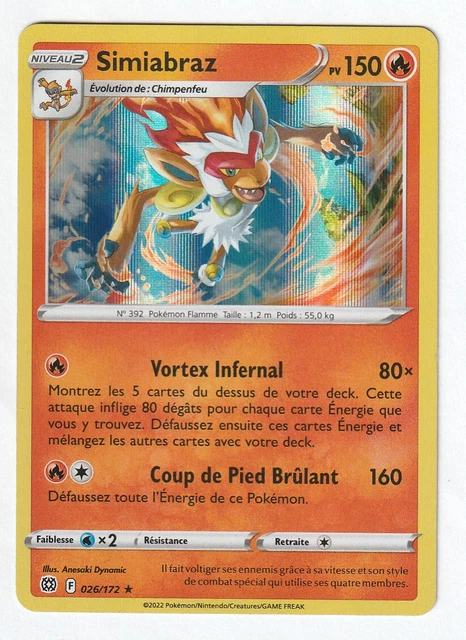 CARTE POKEMON SIMIABRAZ 026/172 HOLO RARE. EB Stars Etincelantes. NEUF ...